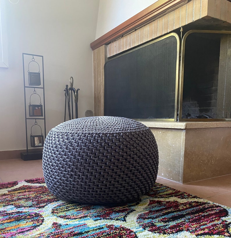 Crochet Round Pouf, Ottoman Foot Rest, Bean Bag Chair - Etsy