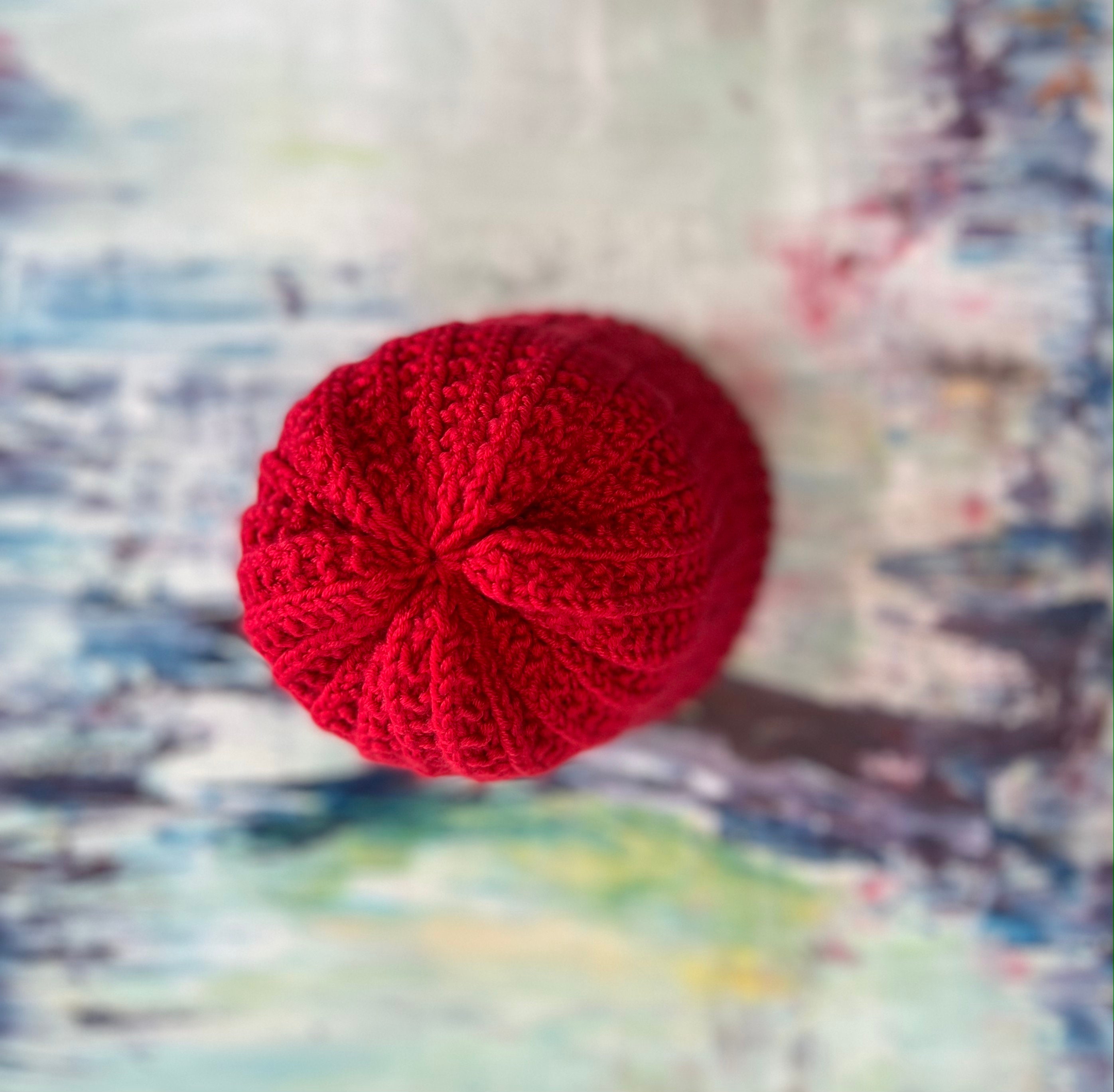 Red Beanie Hat, Hand Knitted - Etsy