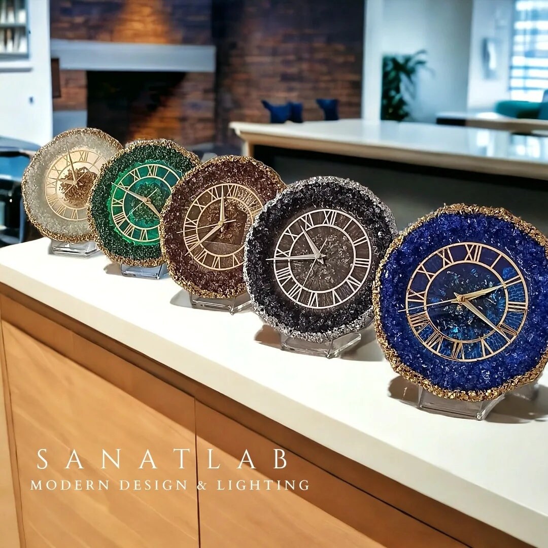 Epoxy Table Top Clock, Console Accessory, Gift, Tabletop Accessory ...