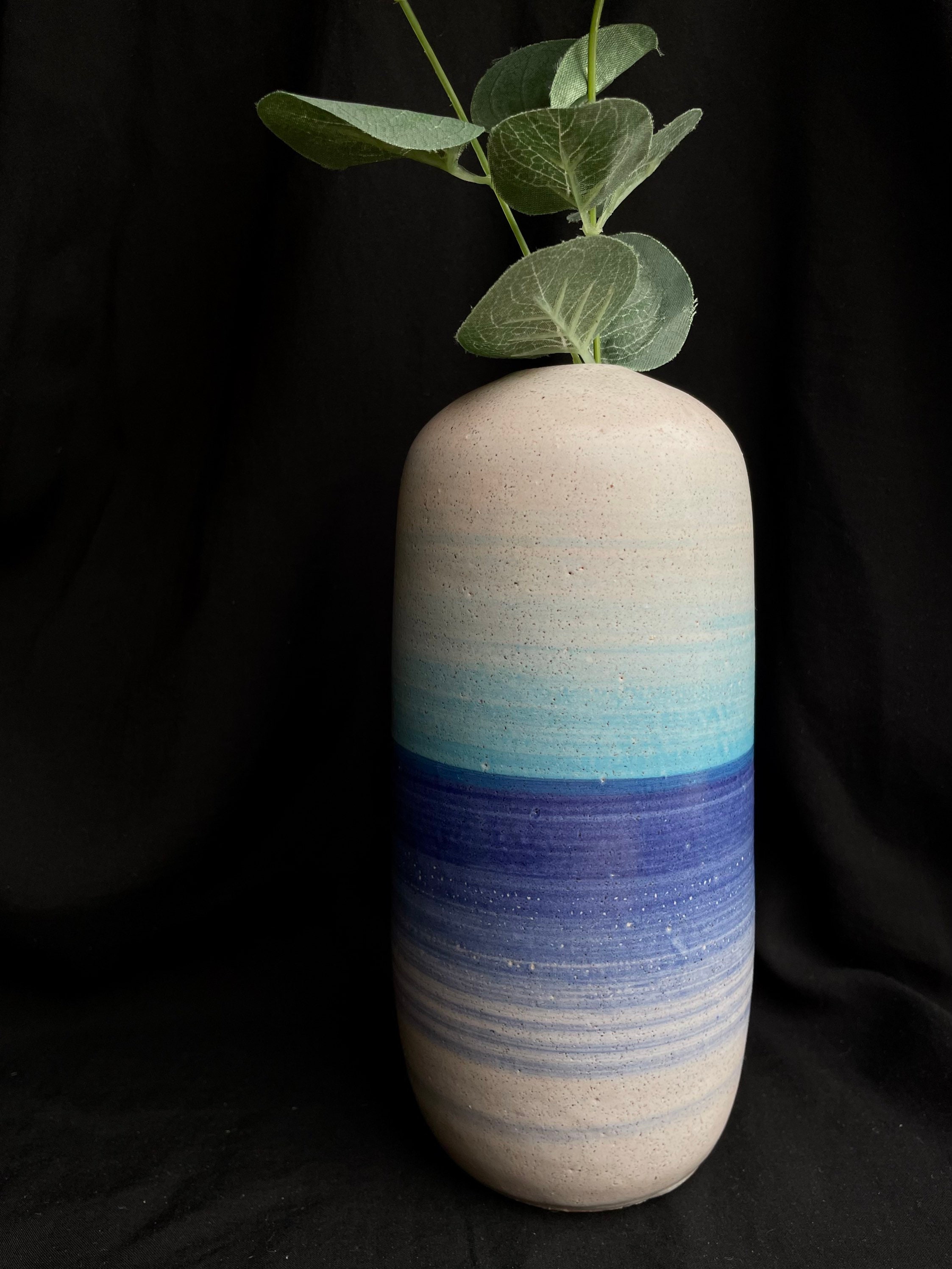 Beach Theme Vase Tall Narrow Ocean Blue Tone Vase Perfect - Etsy