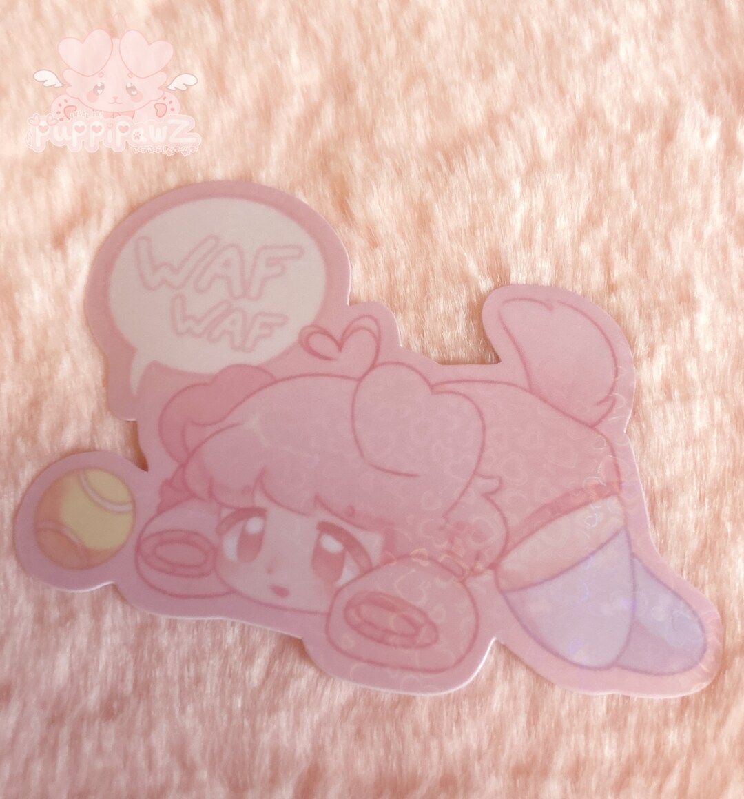 Puppy Sticker with Hearts - Etsy