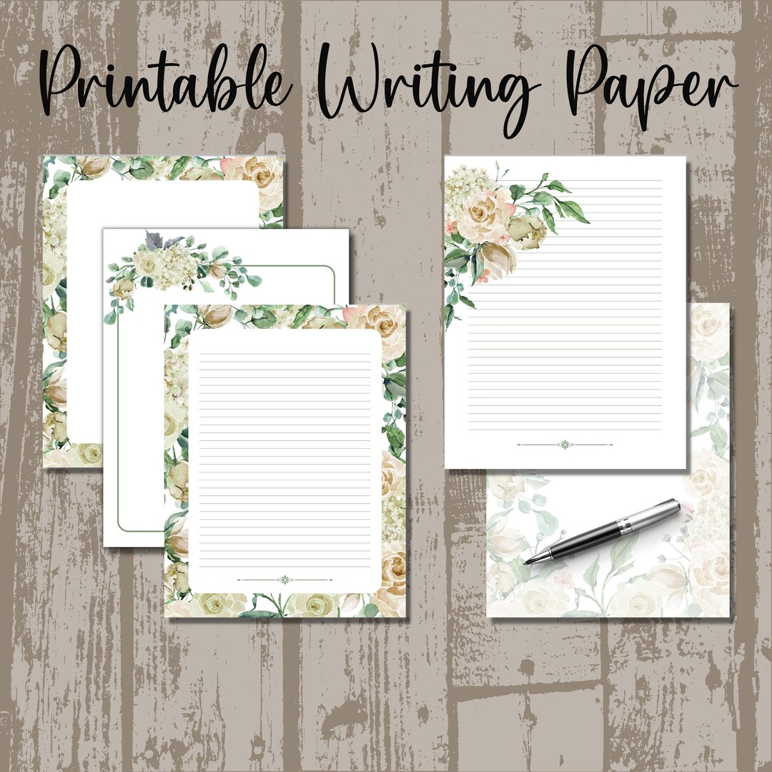 Printable Stationery/floral Watercolor Writing Paper/lined Paper/us ...
