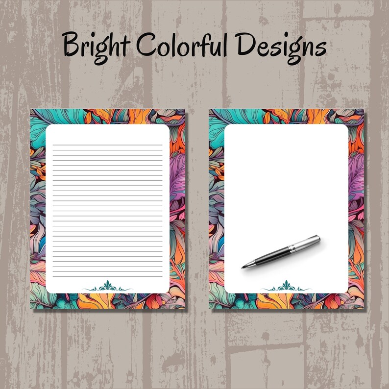 Printable Writing Paper, Floral Stationery Set, Lined Note Paper ...