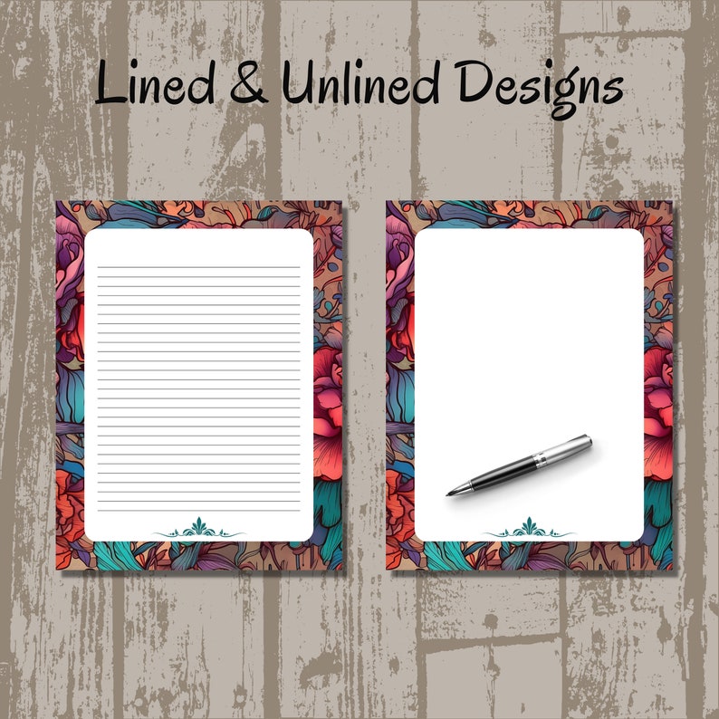Printable Writing Paper, Floral Stationery Set, Lined Note Paper ...