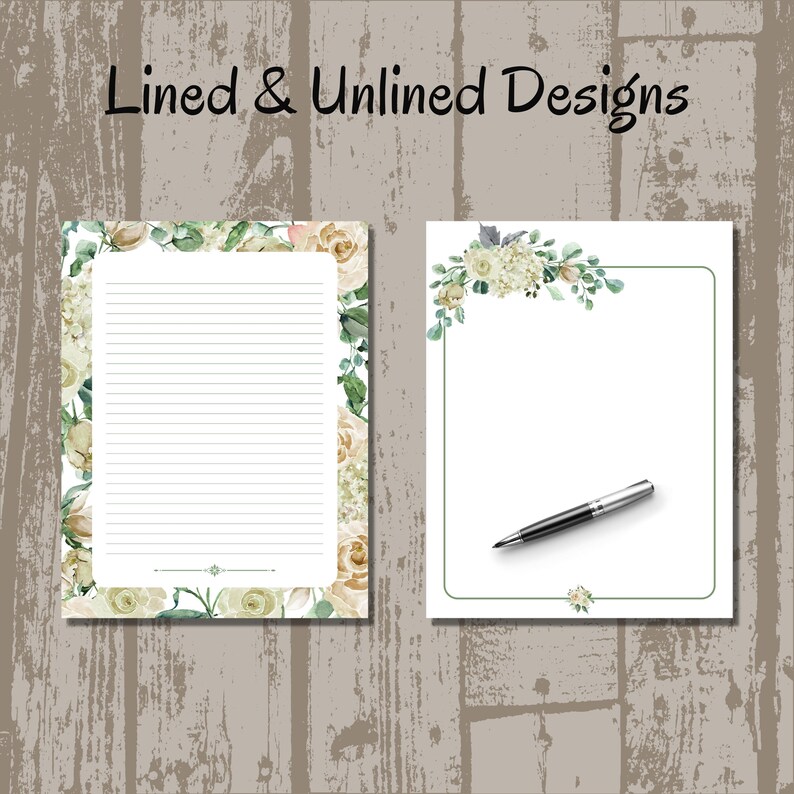 Printable Stationery/floral Watercolor Writing Paper/lined Paper/us ...