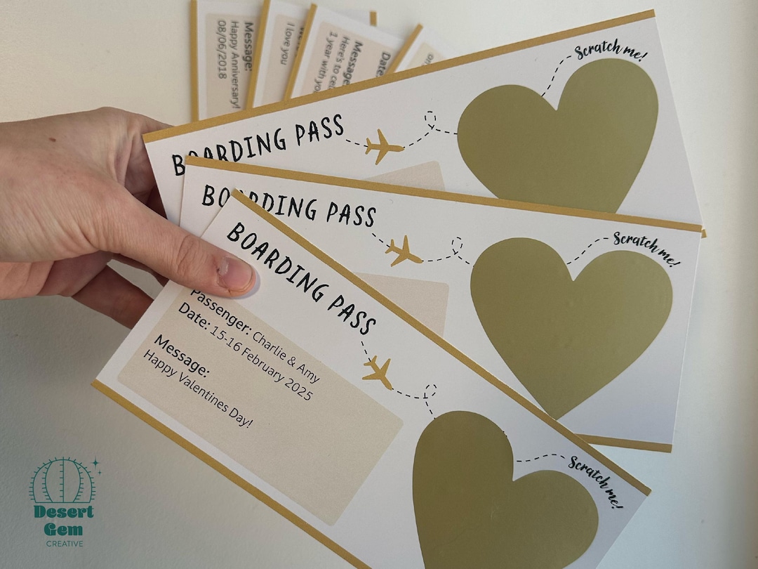 Personalised Boarding Pass Scratch Card Surprise Holiday Reveal Ticket ...