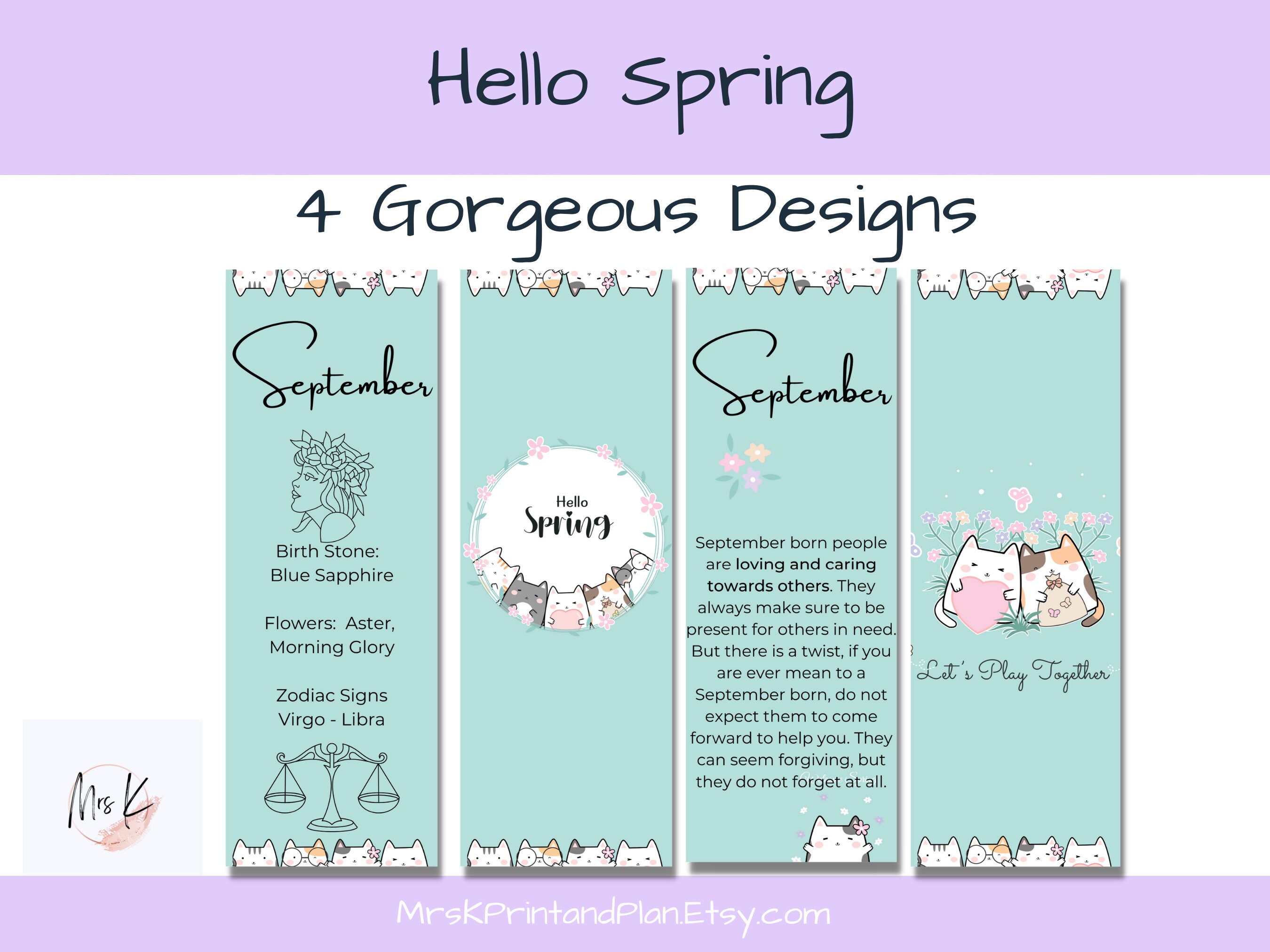 September Spring Printable Bookmarks for Book Lovers Birthday - Etsy Canada