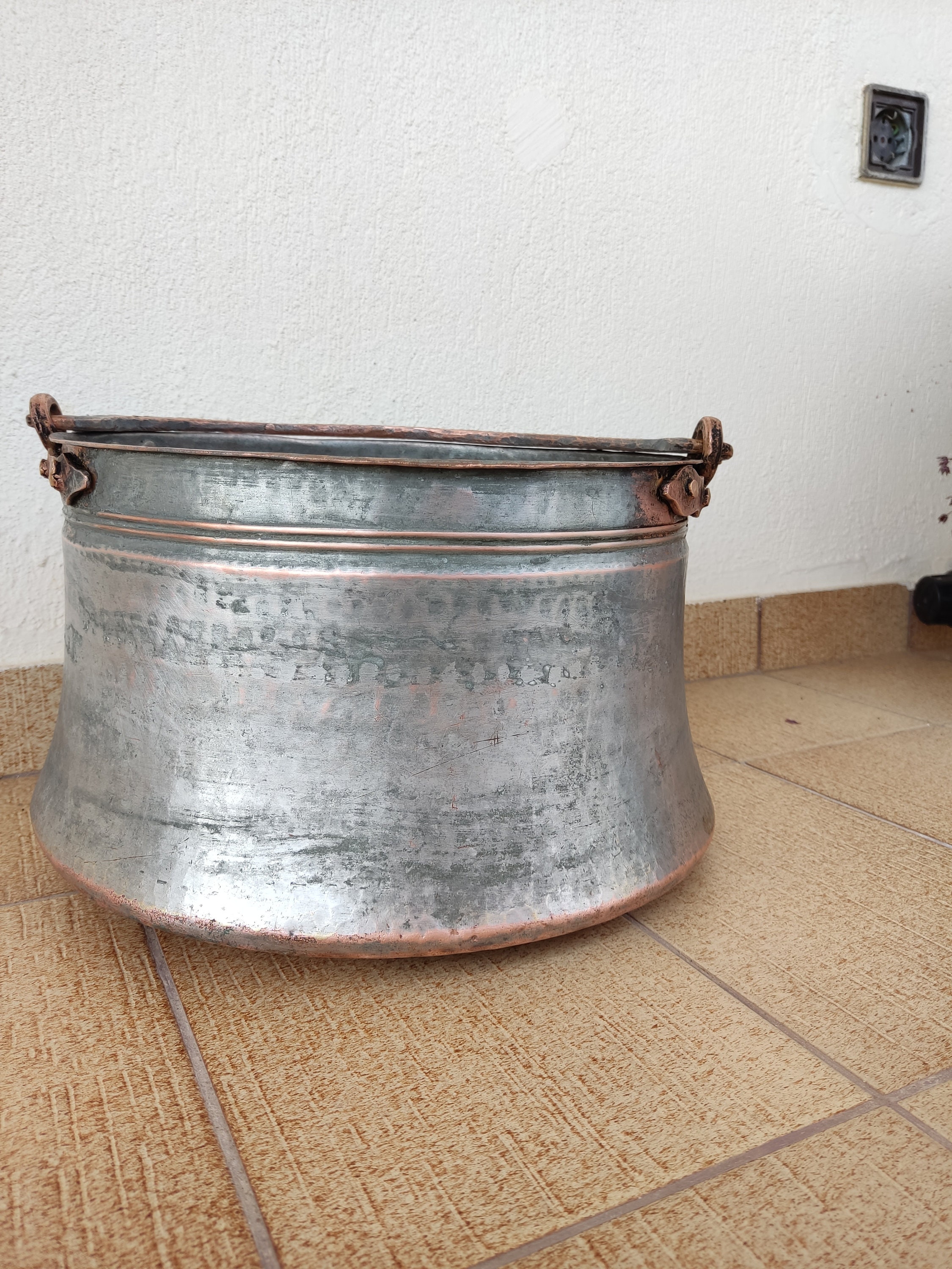 Large Copper Cauldron With Tin Coatingantique Copper - Etsy