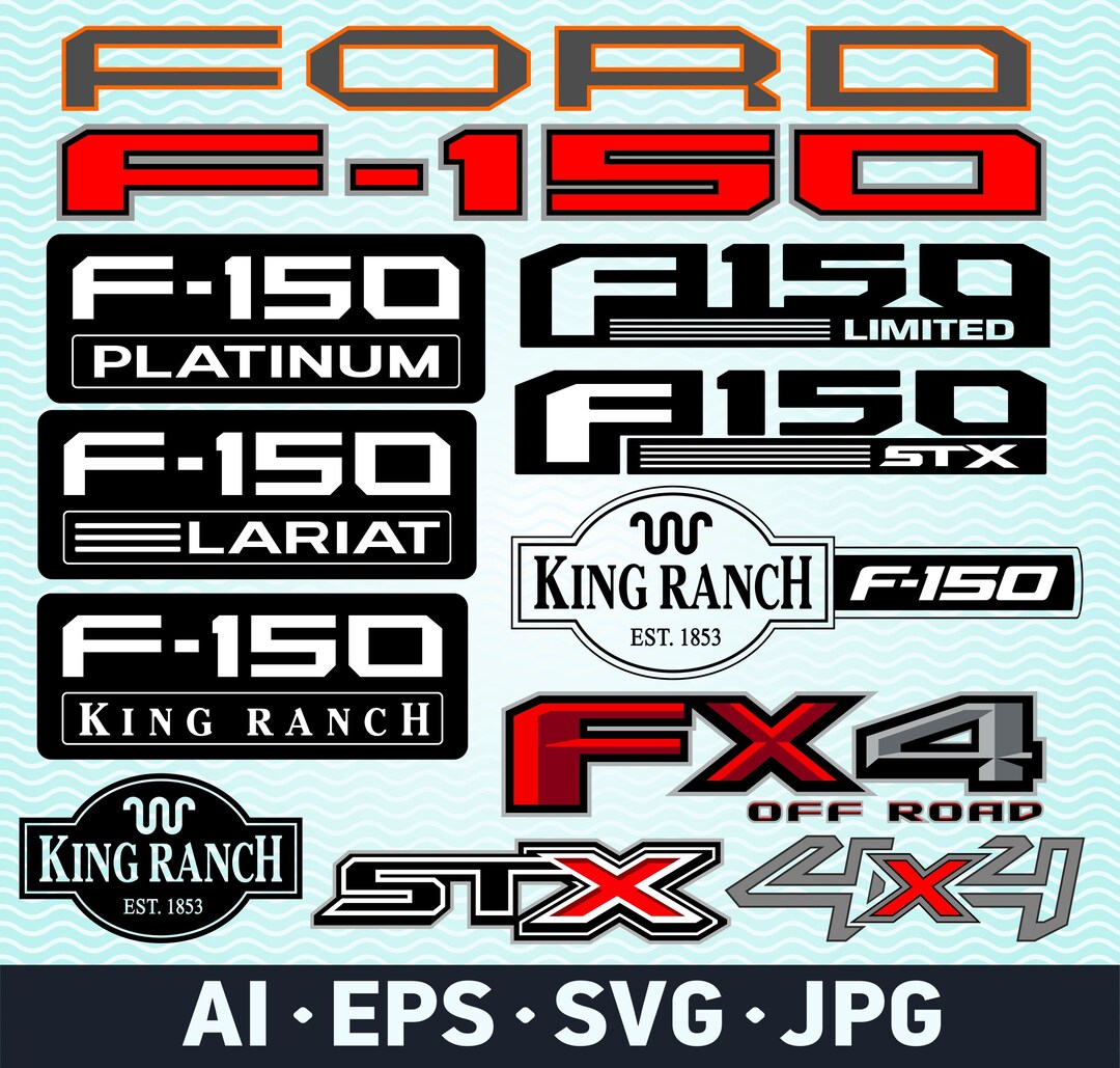 Ford Truck F 150 off Road Decals SVG Bundle. Lariat, Platinum, King ...