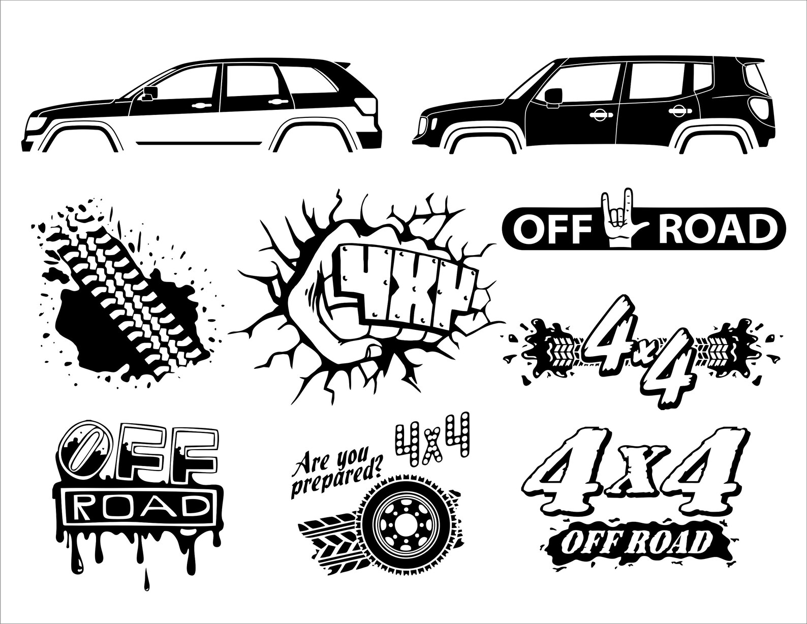 Off Road Car Sticker SVG Bundle. 4x4 Decal Vector Clipart - Etsy