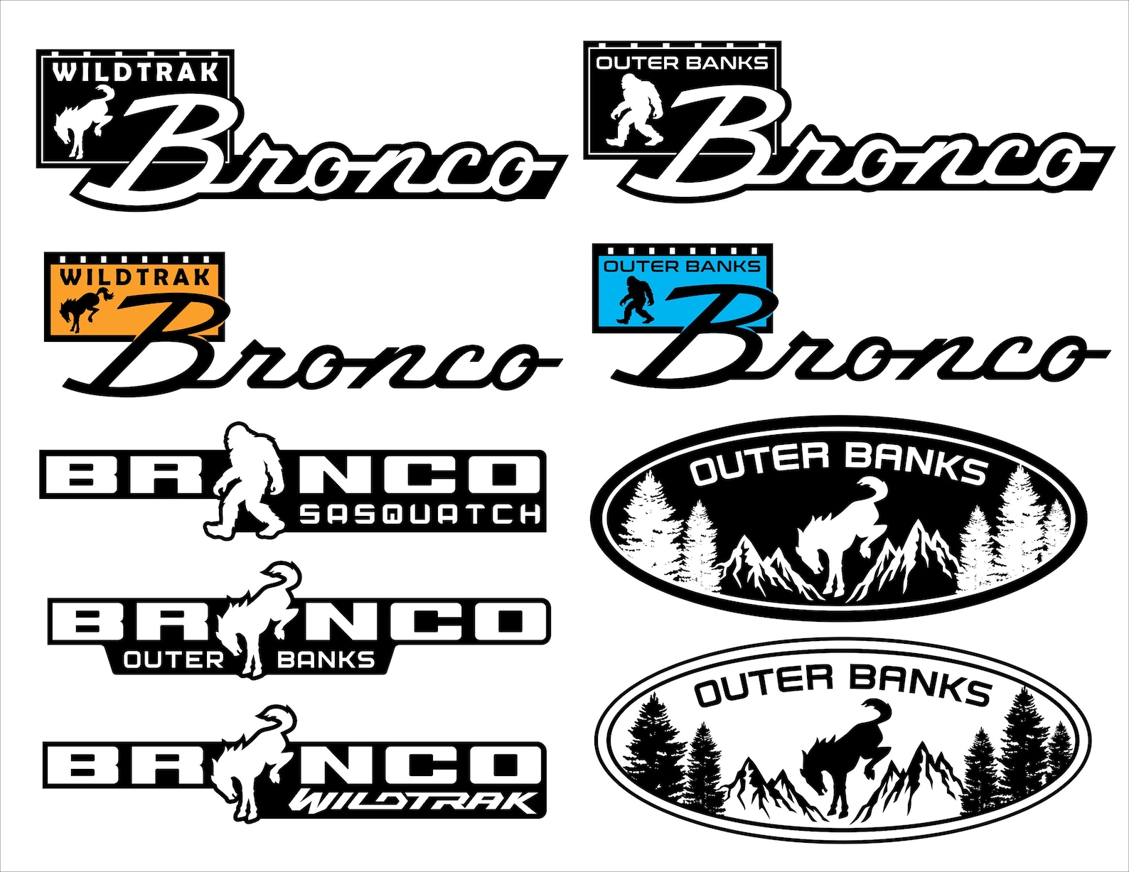 Ford Bronco Side Fender Badges SVG Bundle. Wildtrak, Outer Banks ...