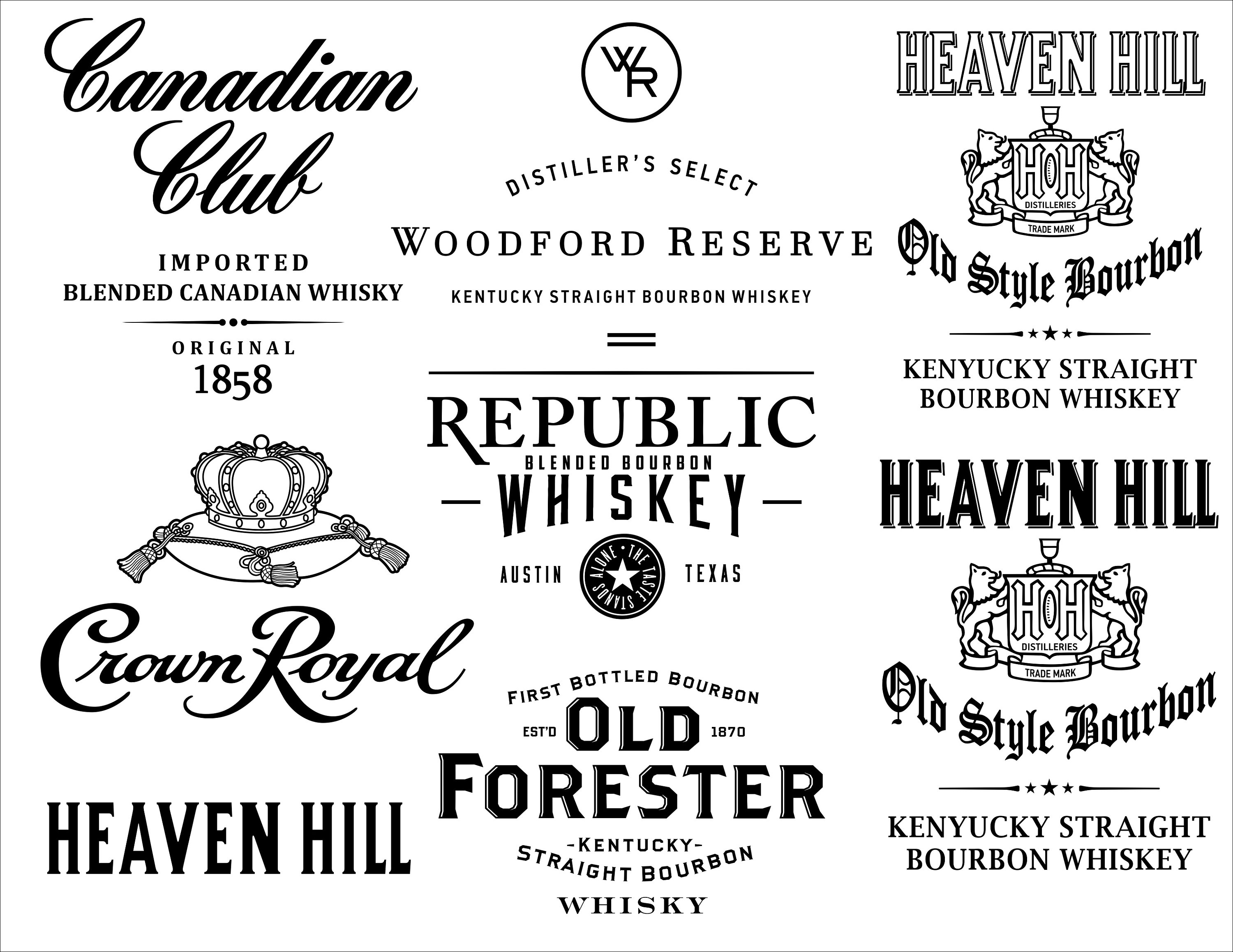 American Canadian Drink Bourbon Whiskey Bottles and Custom, Famous ...