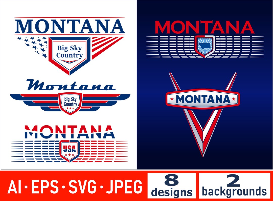 Montana State Print Design SVG Bundle. Isolated on White and - Etsy