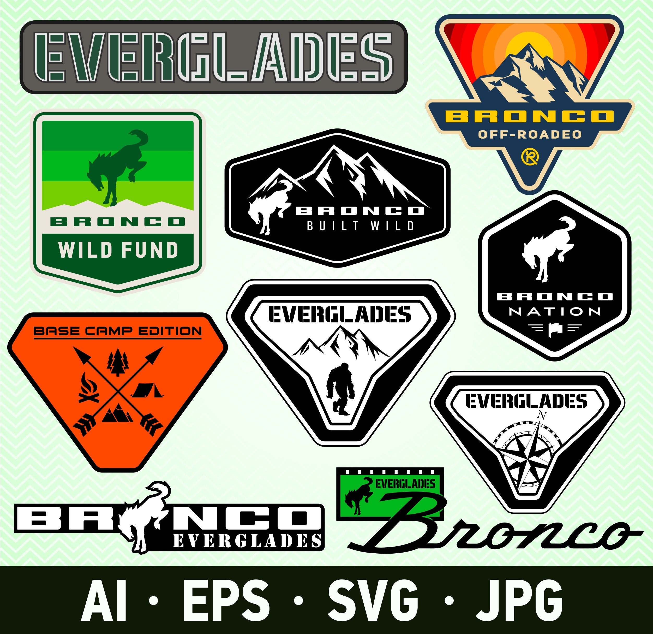 Ford Bronco Side Fender Badges SVG Bundle. Everglades, Built Wild, Off ...