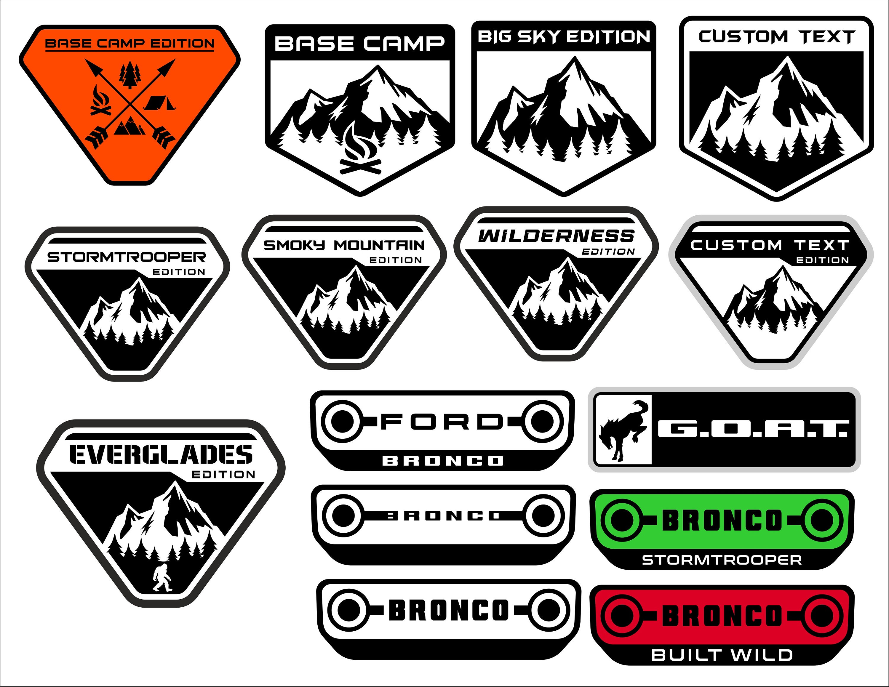 Ford Bronco Side Fender Badges SVG Bundle. Everglades, Built Wild, Off ...