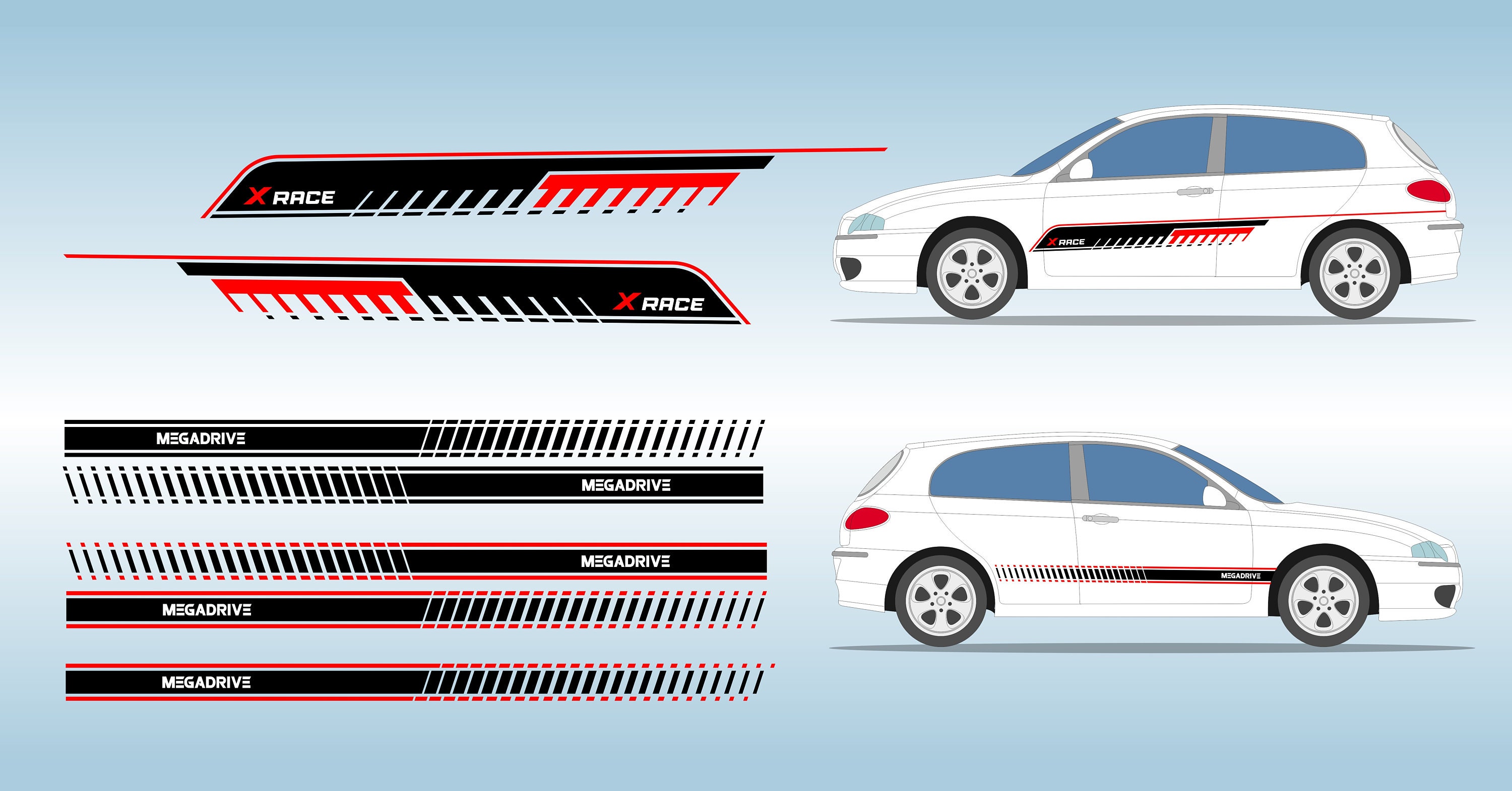 Car Side Door Sticker Stripe SVG Bundle. Universal Customised Set for ...