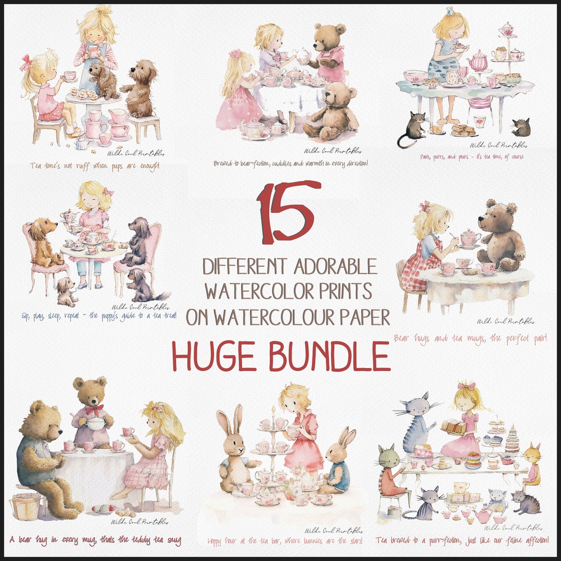 Digital Download Adorable ANIMAL Tea PARTY CLIPART Collection Bundle ...