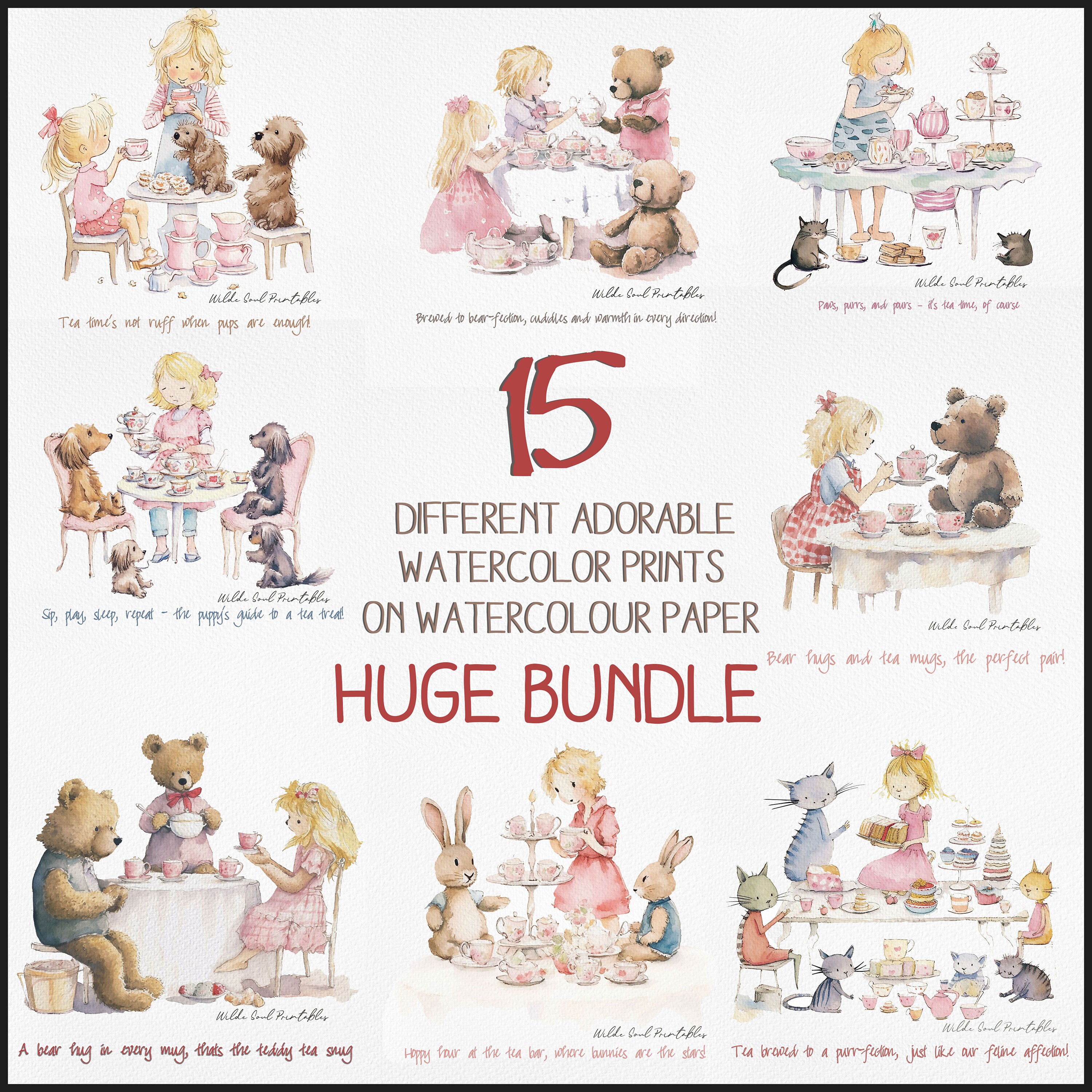 Digital Download Adorable ANIMAL Tea PARTY CLIPART Collection Bundle 12 ...