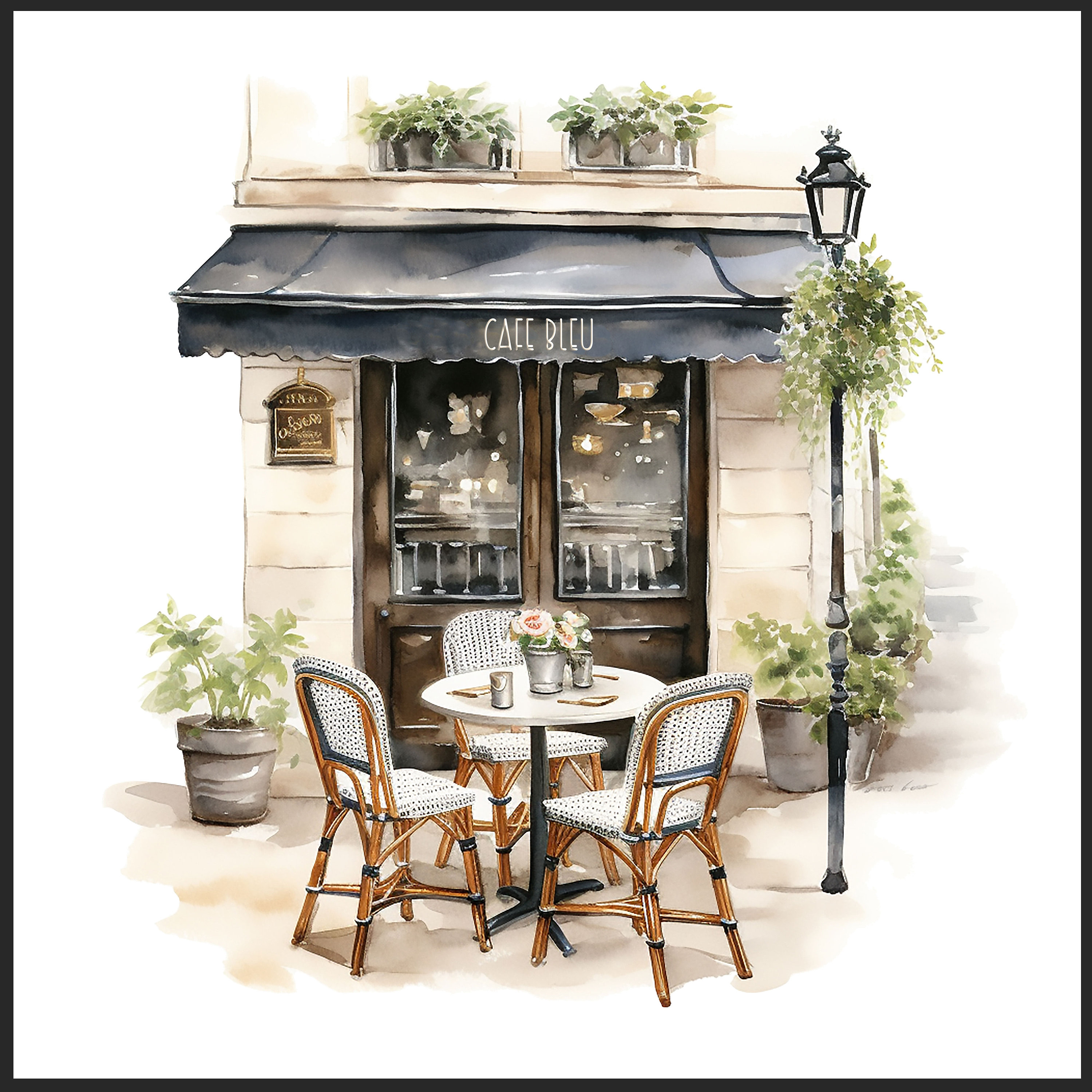 Best French Café Watercolor Clipart Café Exterior Clipart - Etsy