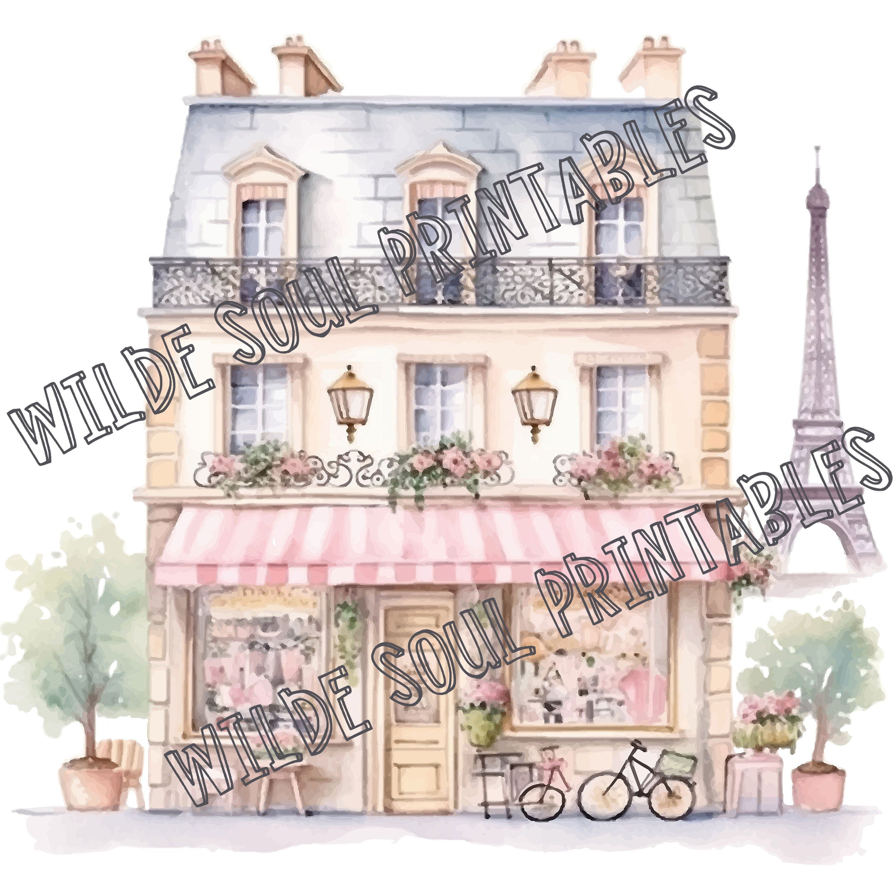 No Commercial License Needed 12 Stunning Watercolour French Shop Fronts ...