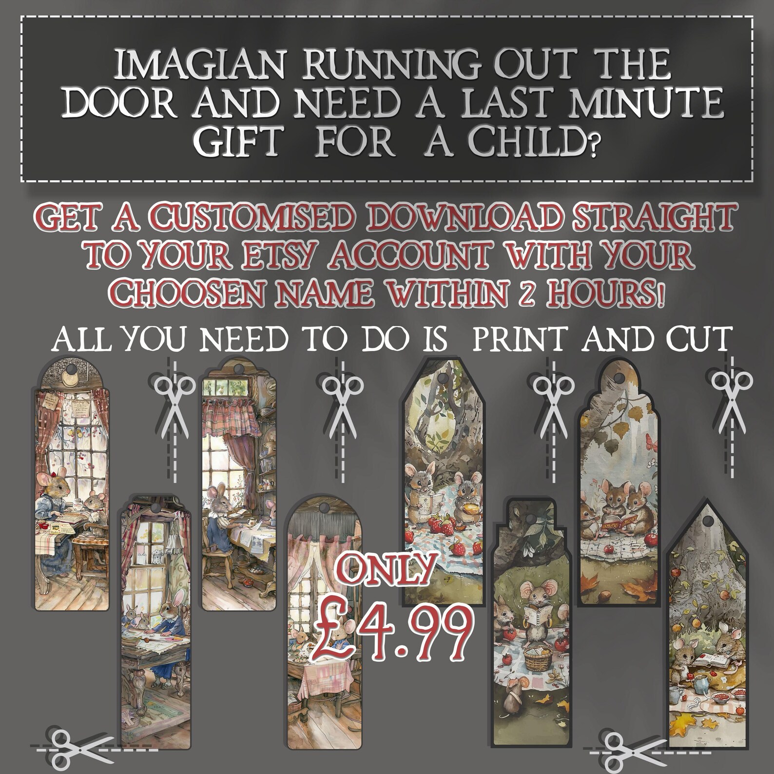 8 Children's Bookmark Designs, Printable Bookmark, Digital Bookmark ...