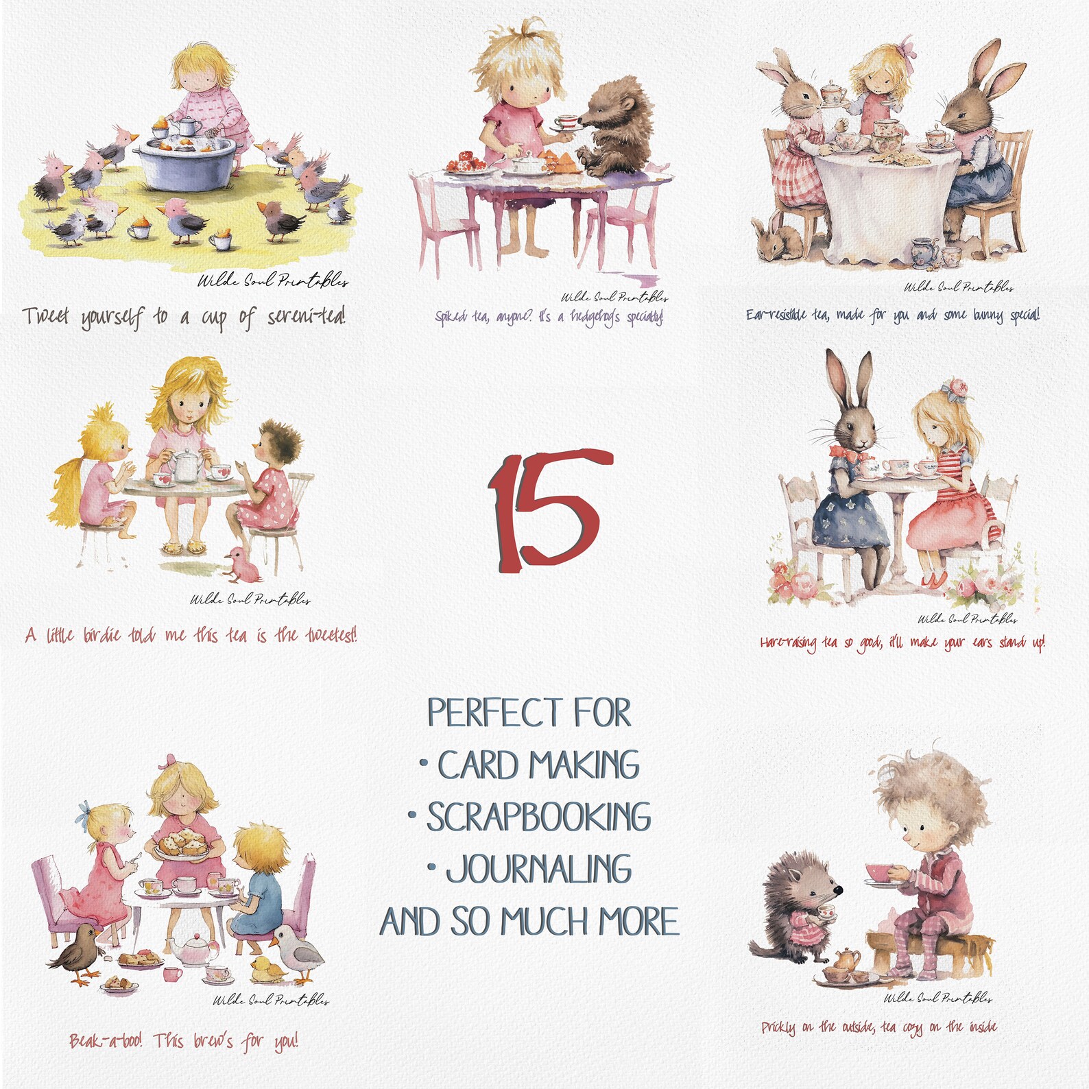 Digital Download Adorable ANIMAL Tea PARTY CLIPART Collection Bundle 12 ...