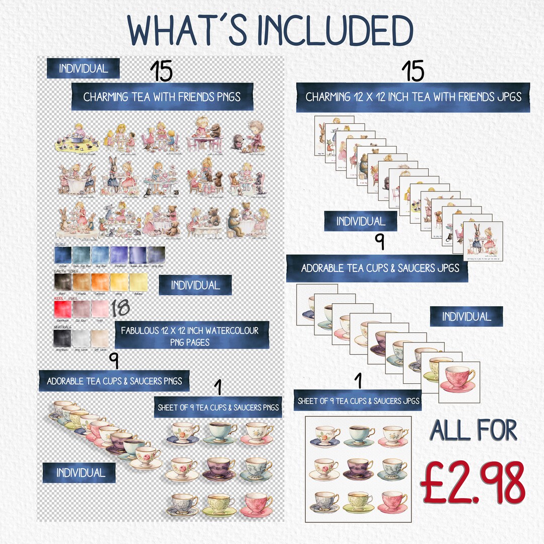 Digital Download Adorable ANIMAL Tea PARTY CLIPART Collection Bundle ...