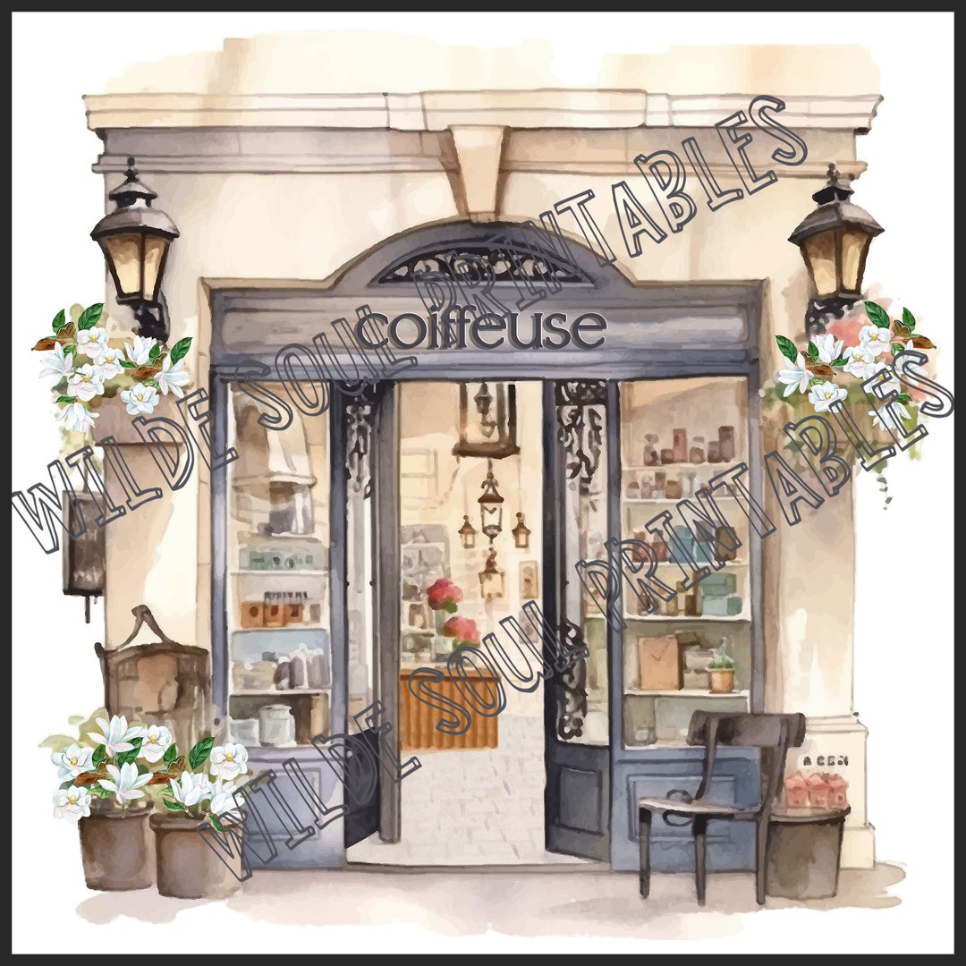 No Commercial License Needed 12 Stunning Watercolour French Shop Fronts ...