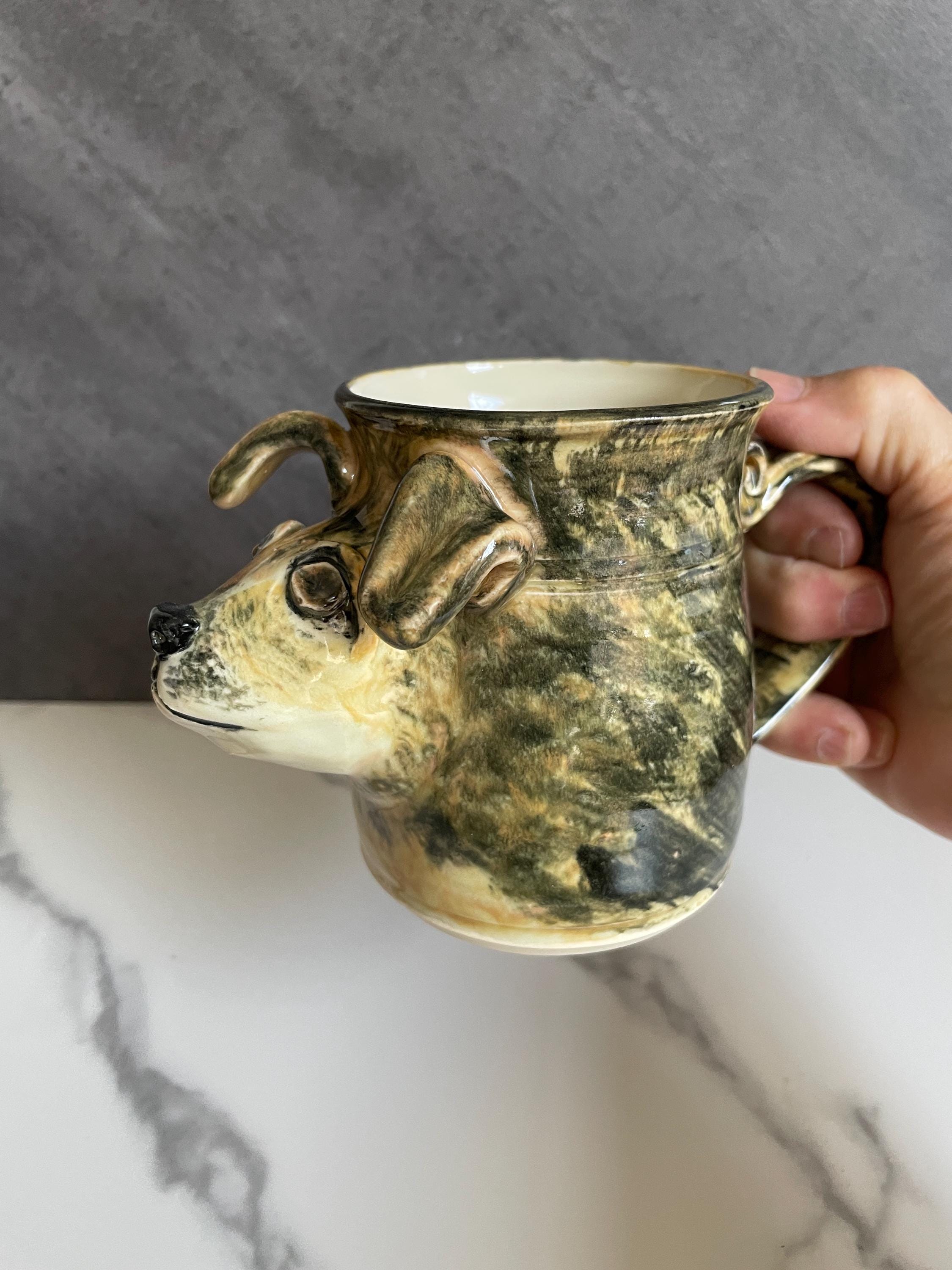 Handmade Brindle Dog Mug – Sculpted & Hand-painted Ceramic - Etsy