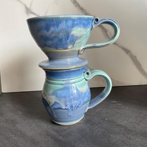 Ocean Blue Splash Pottery Pour Over: Elevate Your Coffee Game! - Etsy