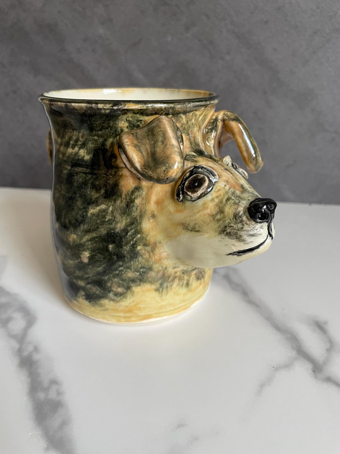 Handmade Brindle Dog Mug – Sculpted & Hand-painted Ceramic - Etsy