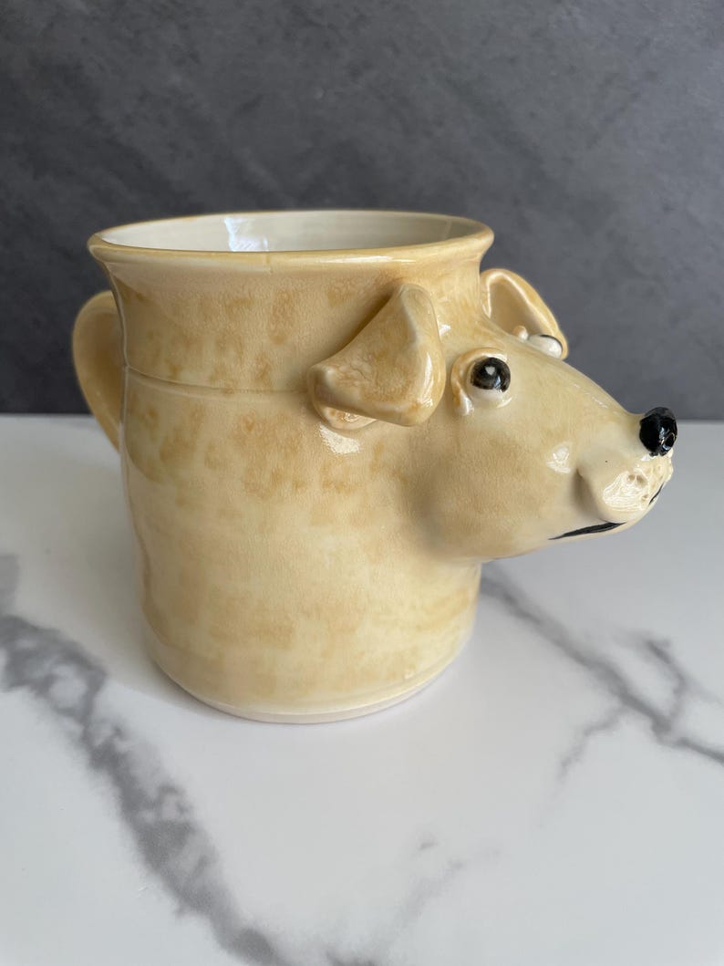Handmade Yellow Labrador Mug – Hand Sculpted Dog Pottery Cup, Ceramic ...