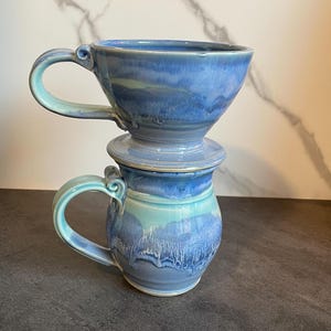 Ocean Blue Splash Pottery Pour Over: Elevate Your Coffee Game! - Etsy