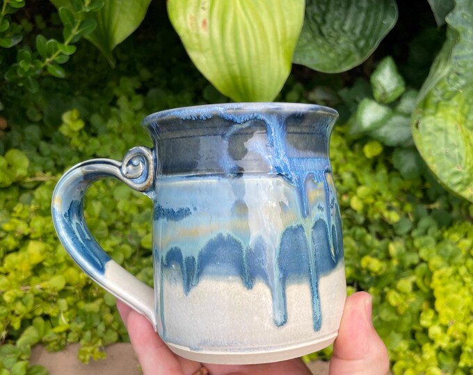 Handmade Floating Blue Pearl Pottery Mug - Etsy