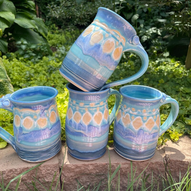 Blue Pottery Mugs - Etsy