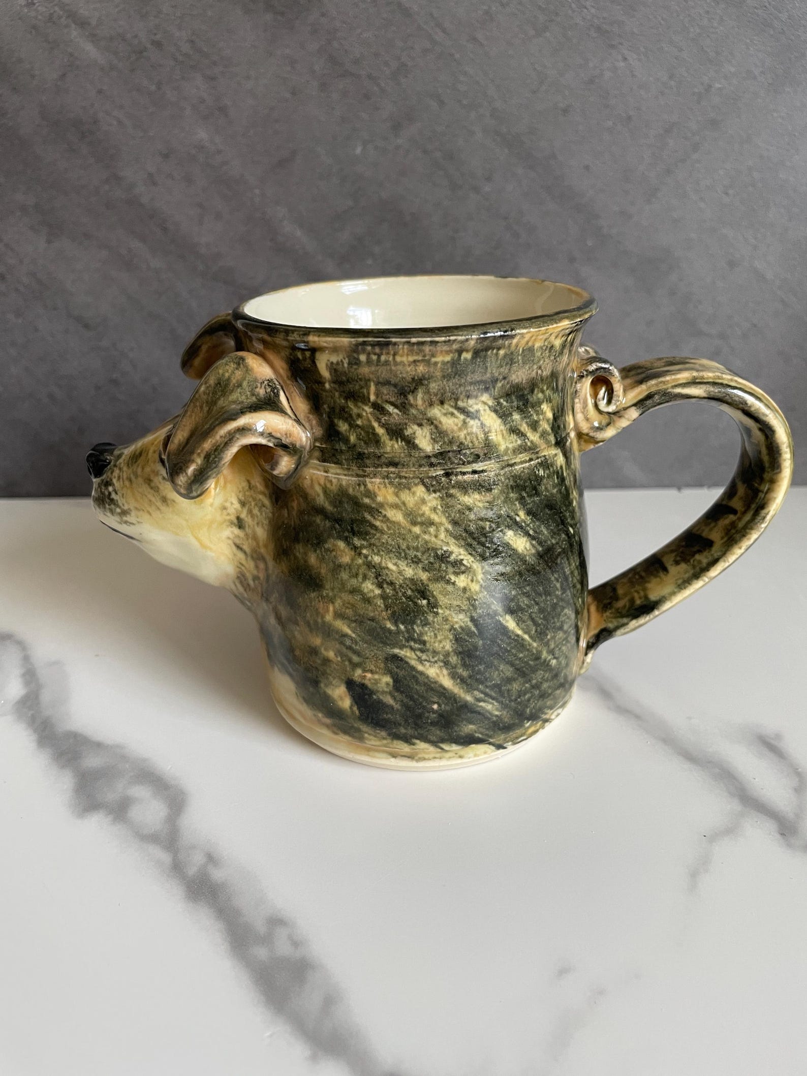 Handmade Brindle Dog Mug – Sculpted & Hand-painted Ceramic - Etsy