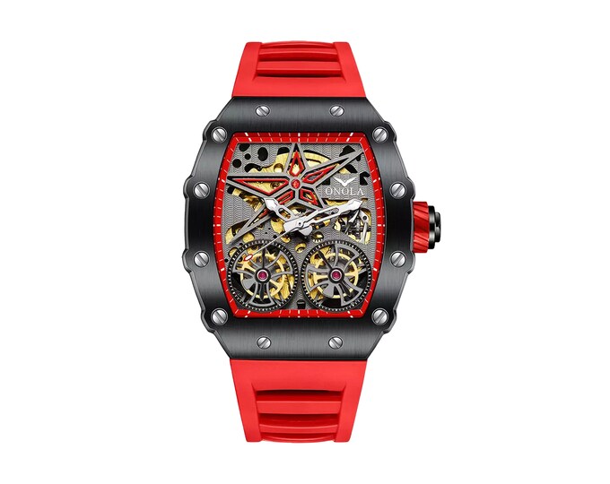 Unusual Watch for Man. Mechanical Automatic Skeleton Movement. Silver ...