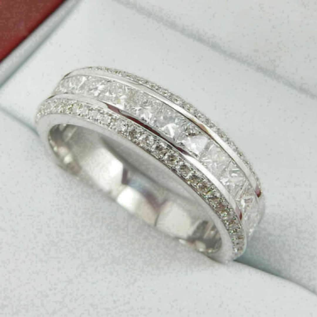 Men's Diamond Band, Full Eternity Band, 2.3CT Princess Diamond, 14K ...