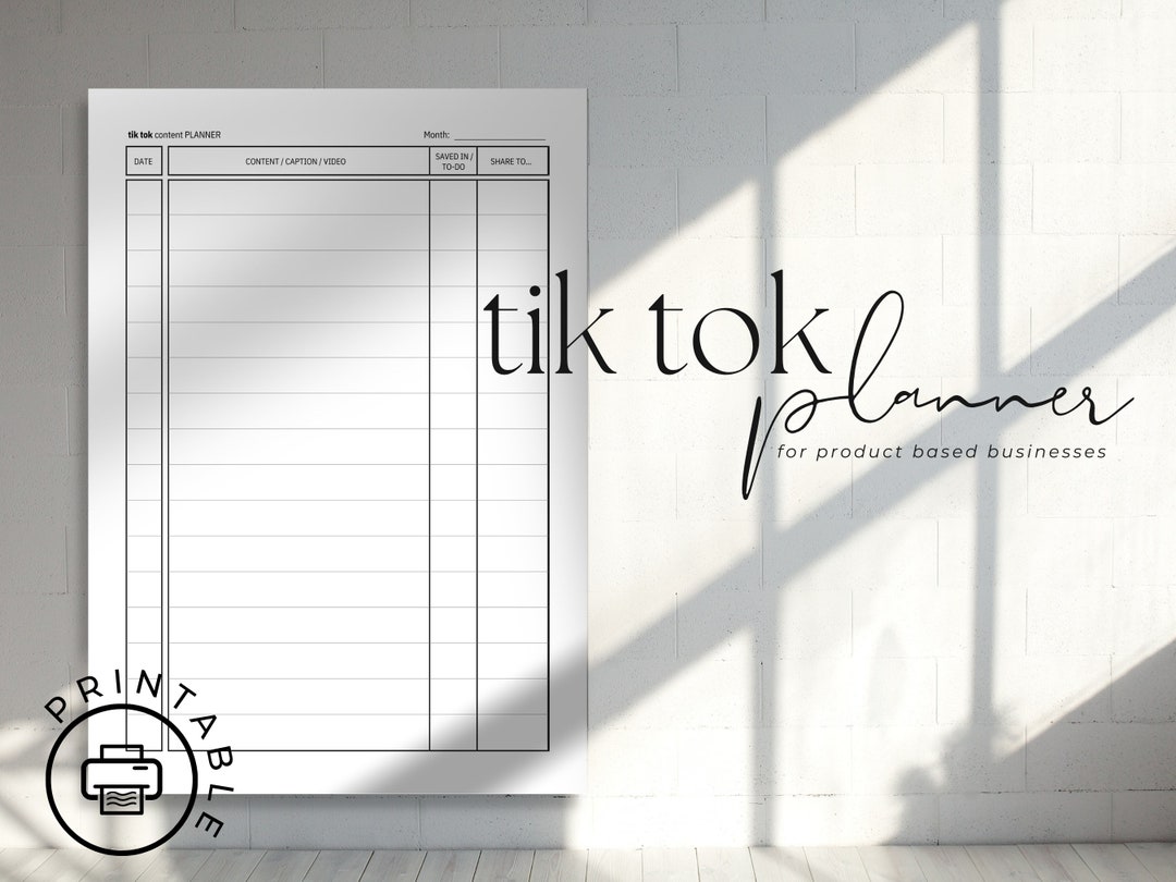 Tik Tok Planner Tiktok Content Planner Social Media Post - Etsy