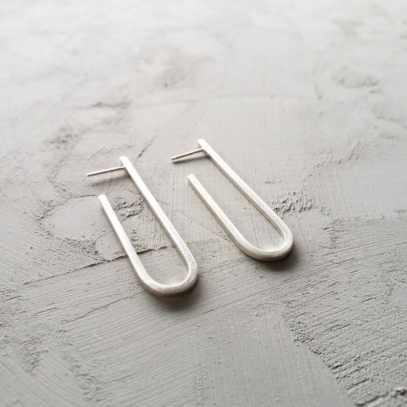 U Shape Hoops, Sterling Silver 925, Handmade, Geometric Design. - Etsy