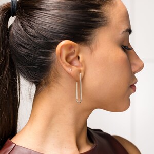 U Shape Hoops, Sterling Silver 925, Handmade, Geometric Design. - Etsy