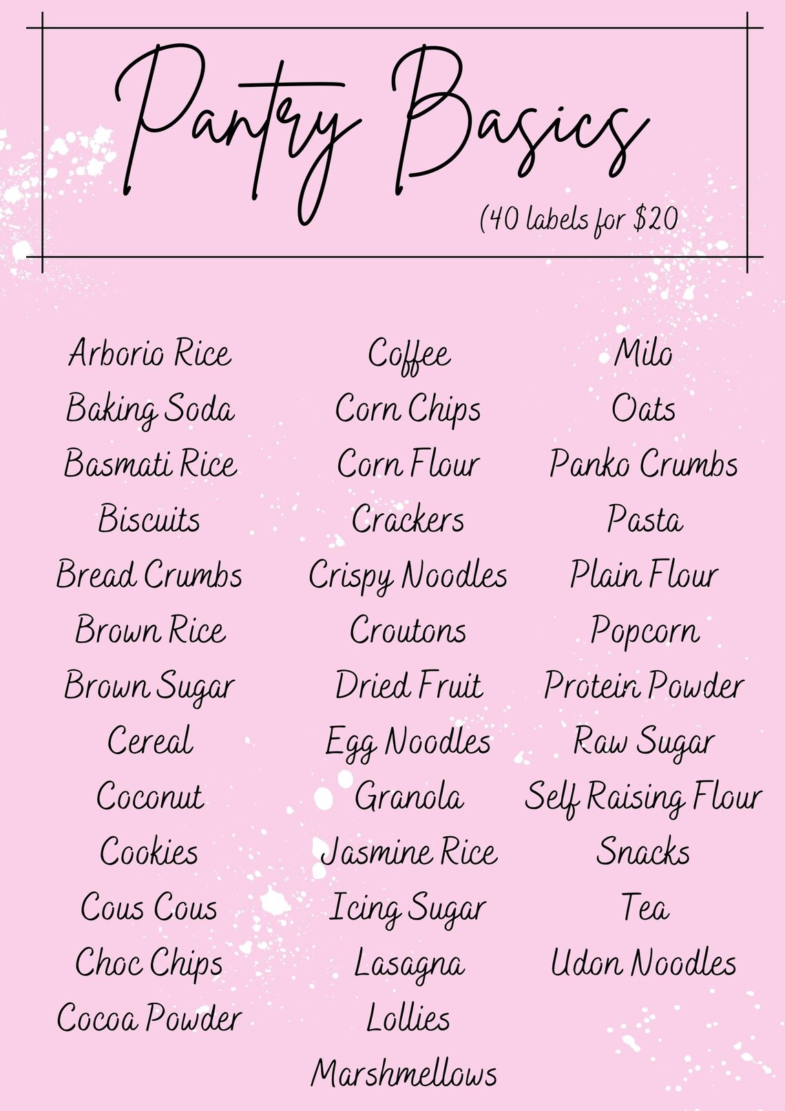 Custom Pantry Labels LABELS ONLY Organisational Labels - Etsy