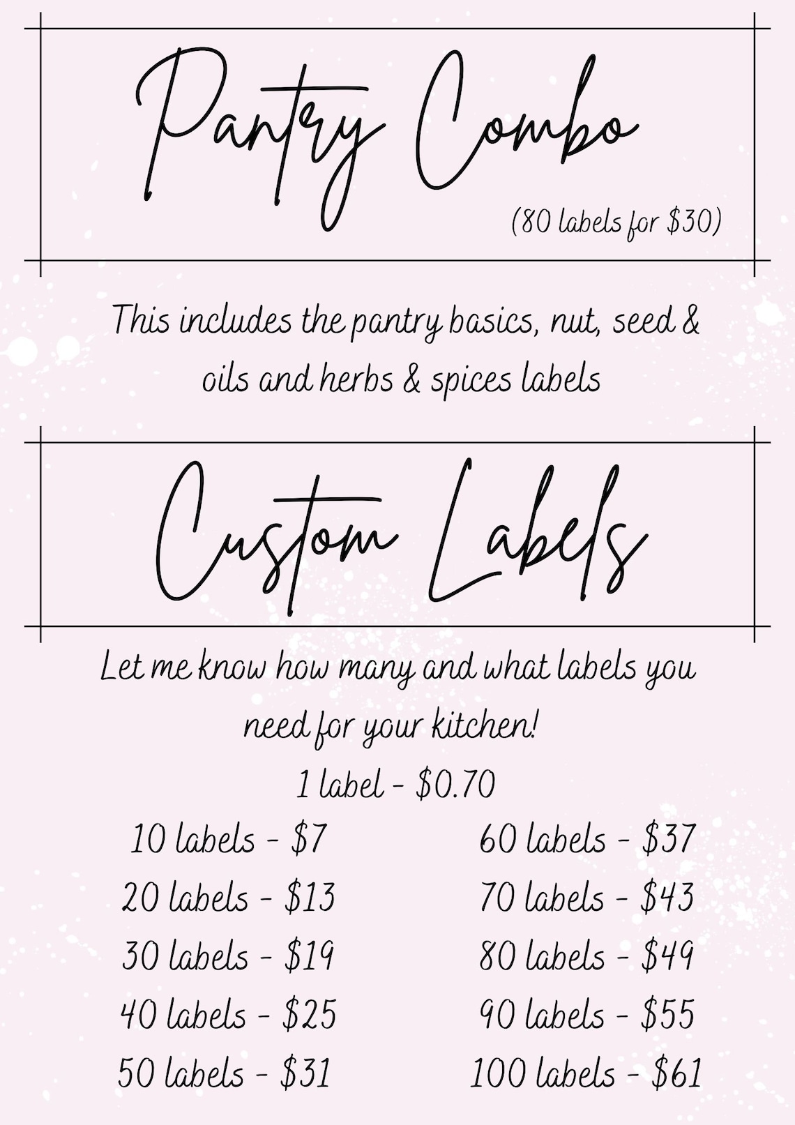 Custom Pantry Labels LABELS ONLY Organisational Labels - Etsy