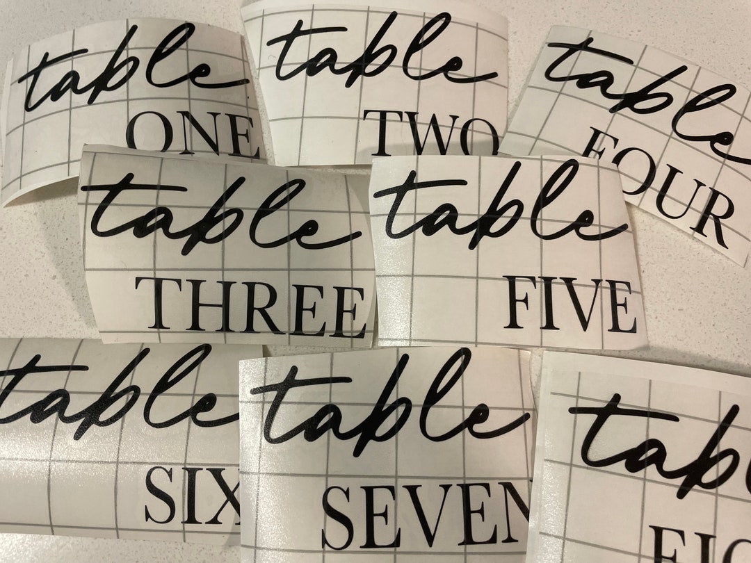 Table Number Decals | Weddings | Engagement Party Personalised Vinyl ...