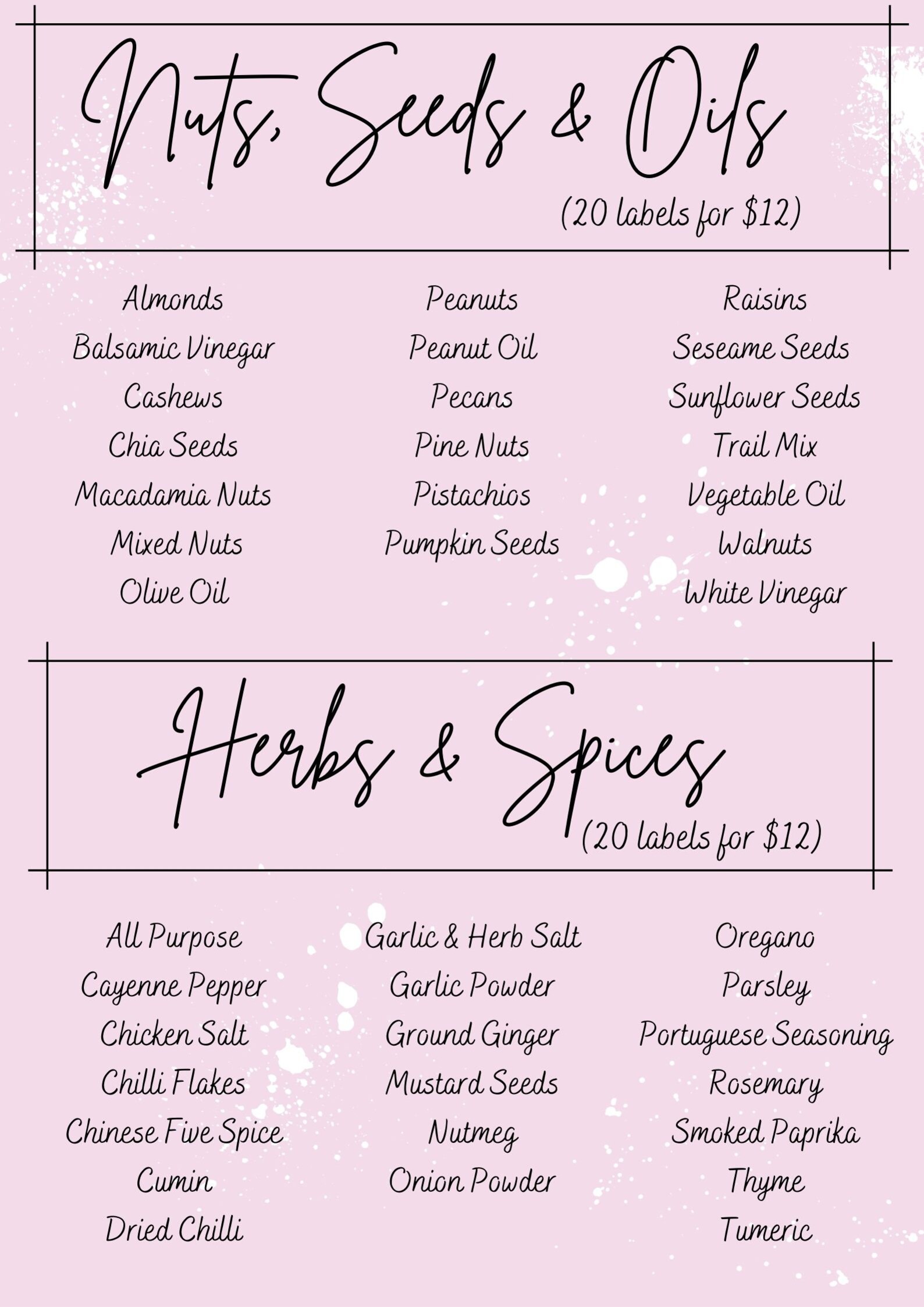 Custom Pantry Labels LABELS ONLY Organisational Labels - Etsy