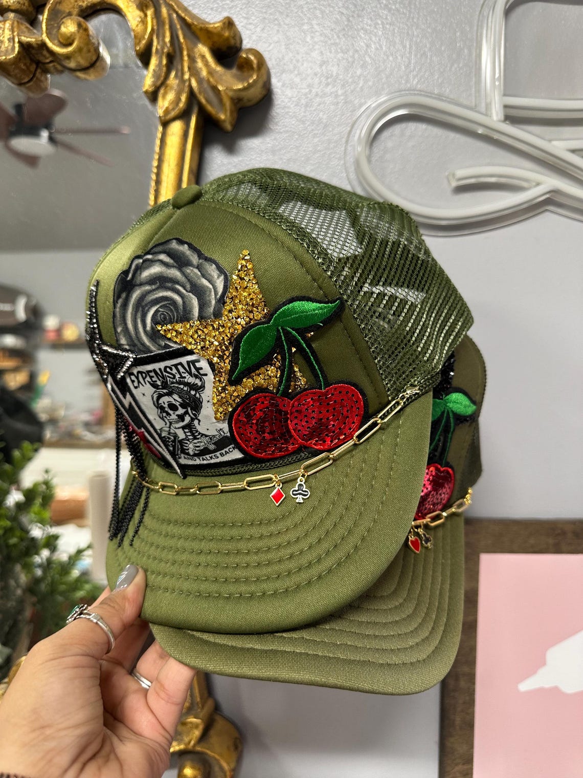 Edgy Trucker Hat Chenille Patch Western Iron on Coffee Lover Hat ...