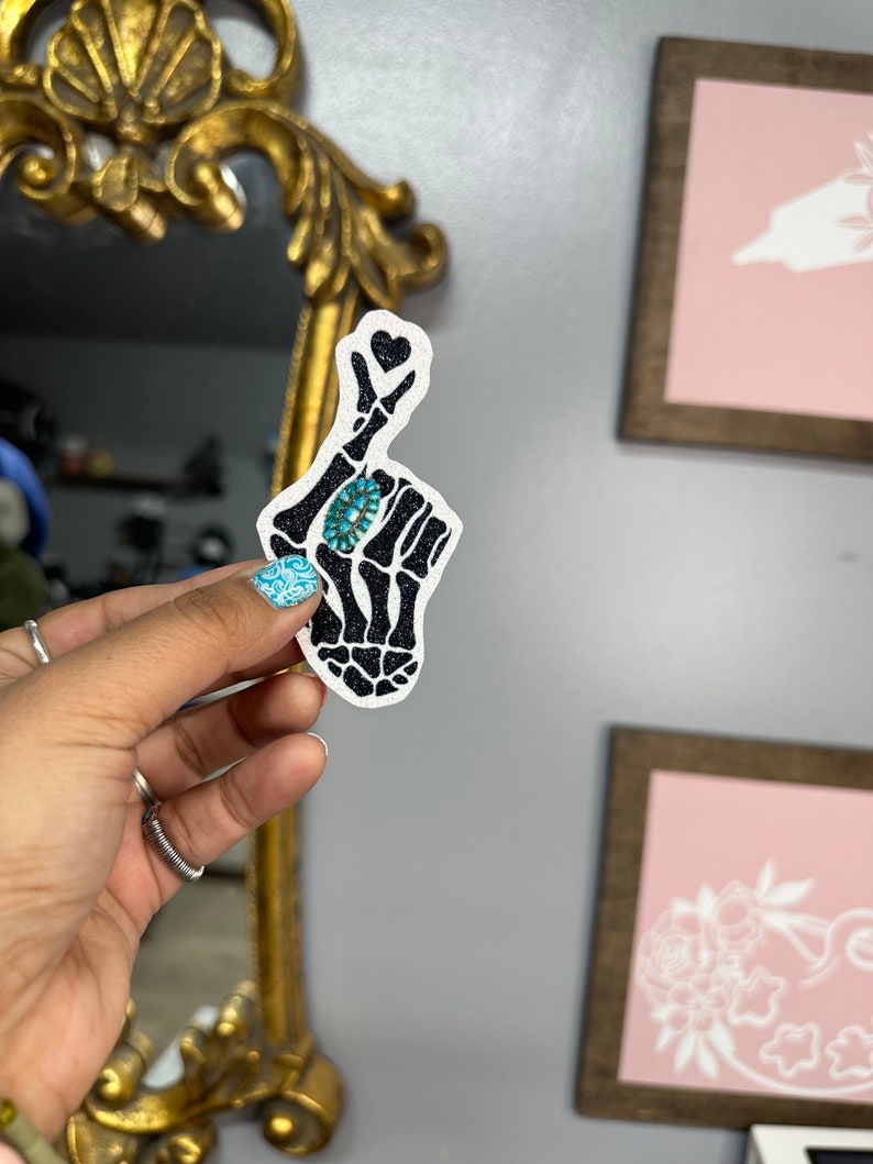 Edgy Skeleton Turquoise Stone Ring Patch Iron on Patch for Trucker Hat ...