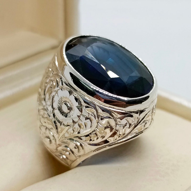 Mens Blue Stone Gold Ring - Etsy