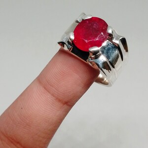 Natural 4 Carat Deep Red Ruby Ring Sterling Silver 925 Yaqoot Handmade ...