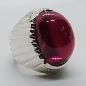 Rare Cabochon Deep Red Ruby Ring Sterling Silver 925 Anari Yaqoot ...